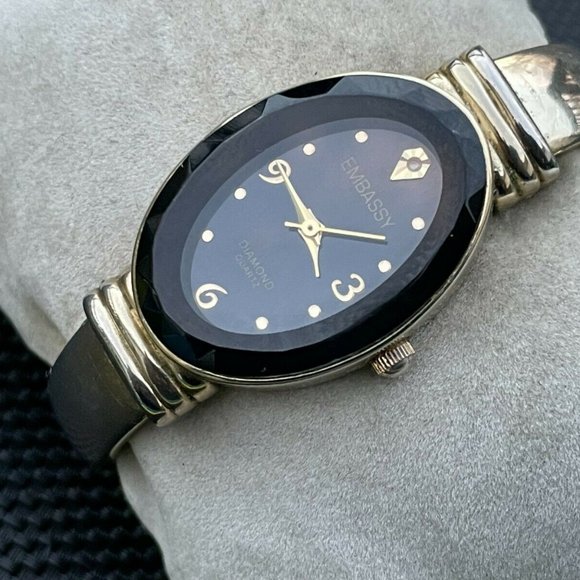 Accessories | Embassy Women Wrist Watch Gold Tone Metal Cuff Band ...